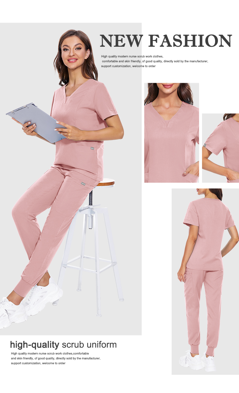 Komplet Medyczny Damski Scrubs - Jasnoróżowy - Model 42030 - Maskimed