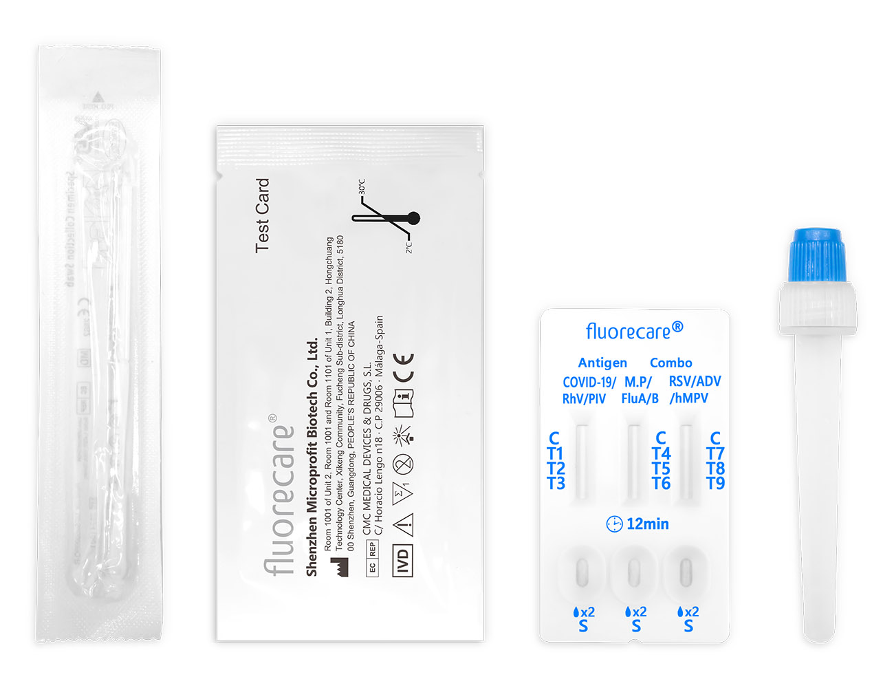 Test Combo 9w1 Fluorecare Profesjonalny Covid-19, Grypa A i B, RSV, RhV ...